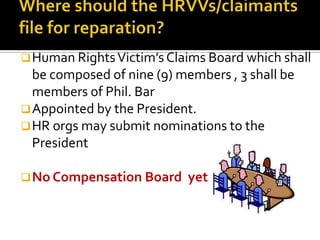 Human rights victims reparation and recognition act | PPT