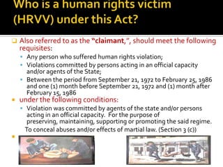 Human rights victims reparation and recognition act | PPT