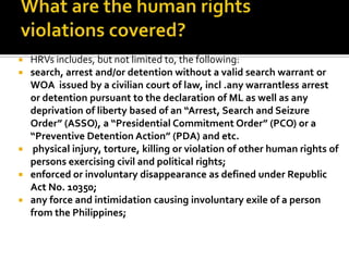 Human rights victims reparation and recognition act | PPT