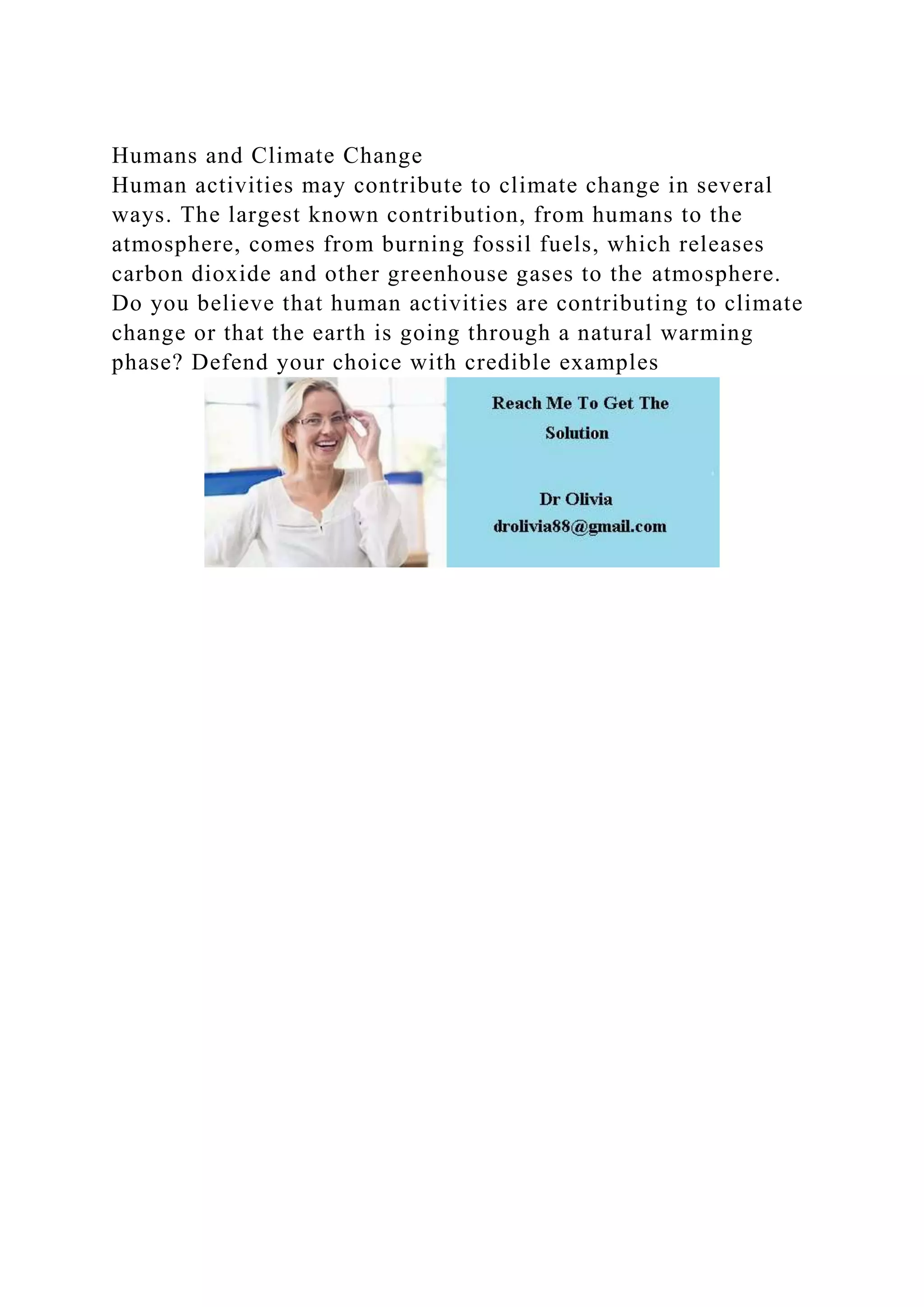 Humans and Climate ChangeHuman activities may contribute to climat.docx