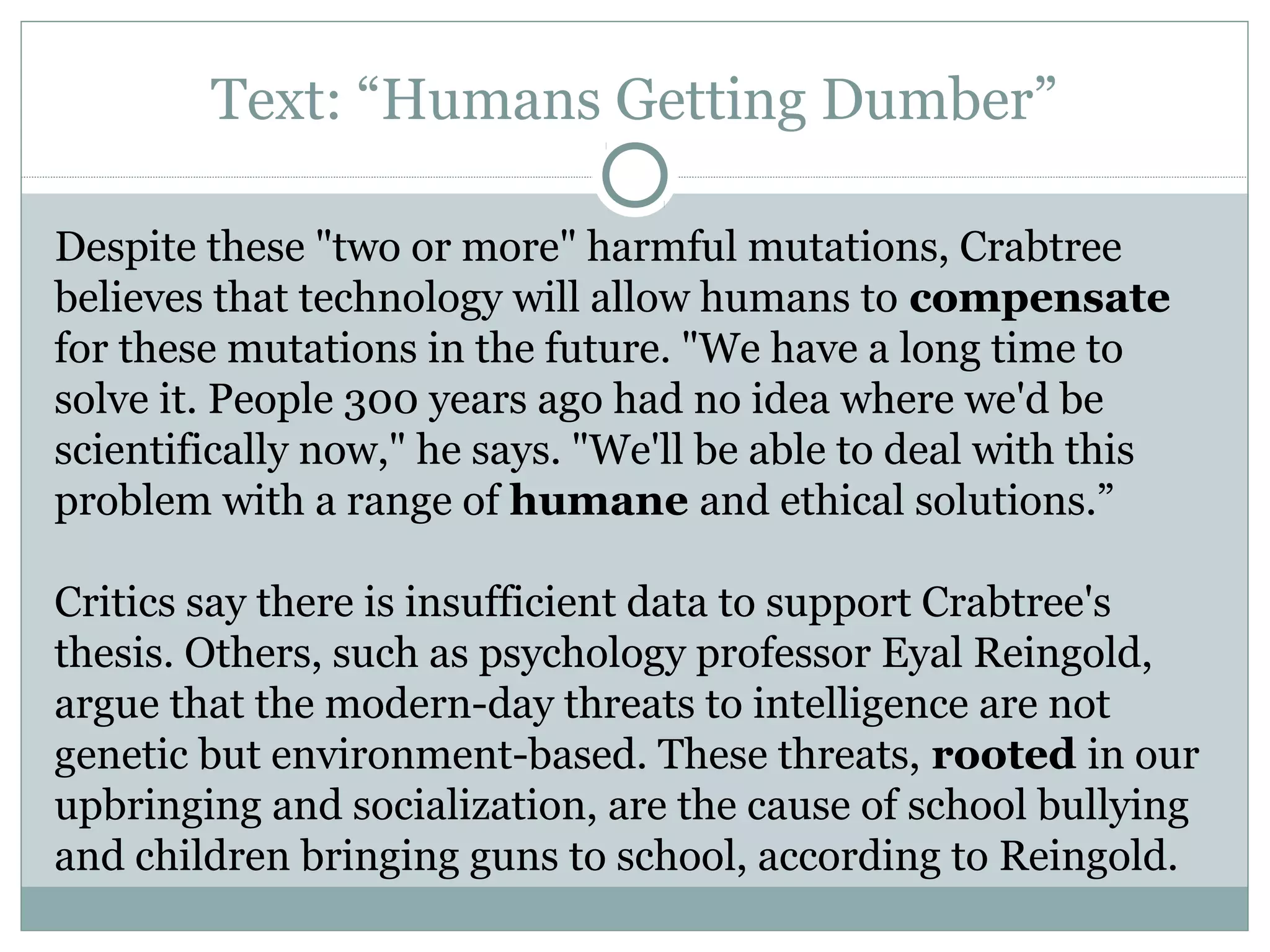 Humans are getting dumber ii | PPT