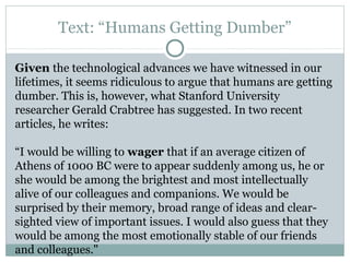 Humans are getting dumber ii | PPT