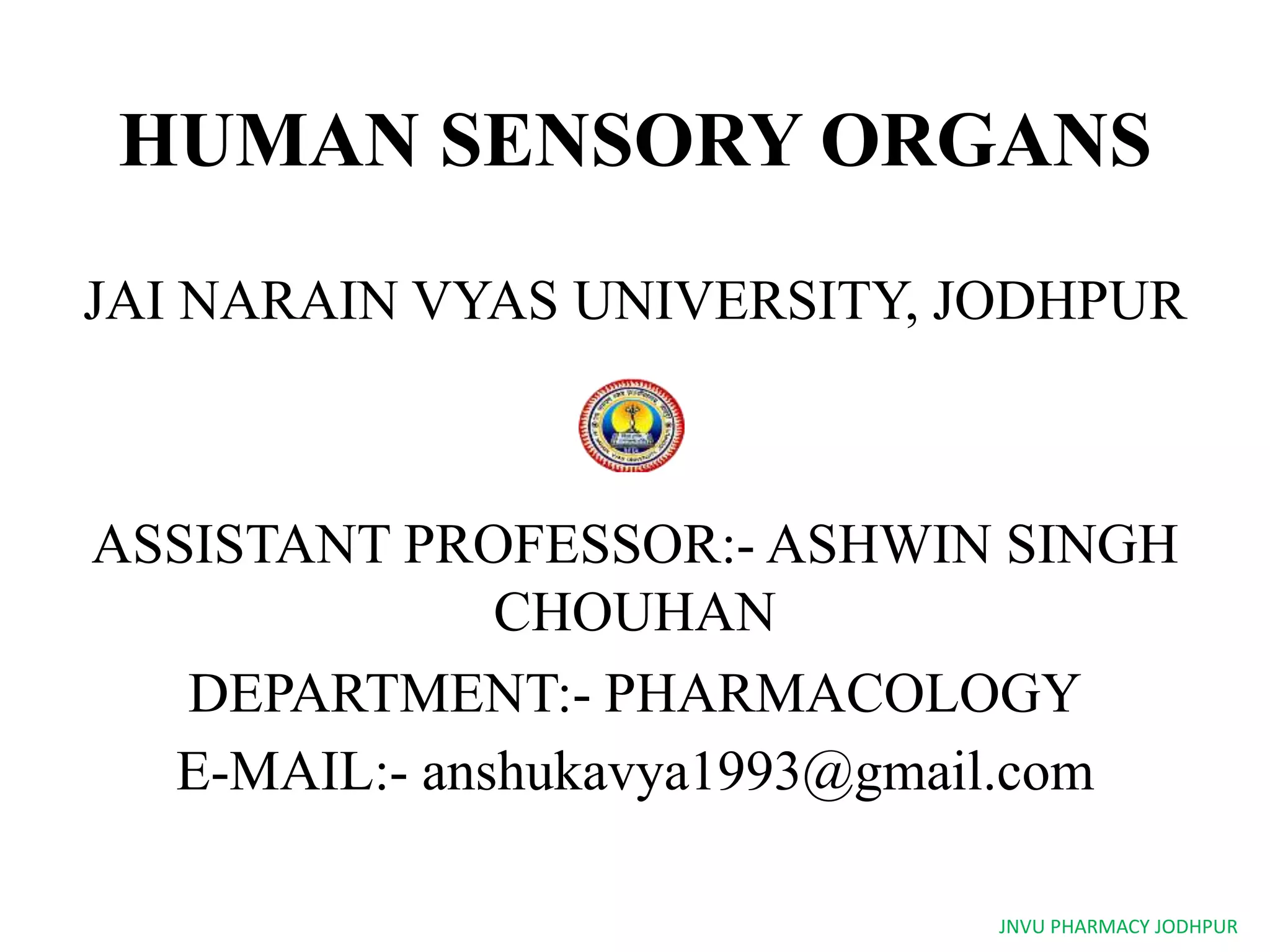 HUMAN SENSORY ORGANS | PPT