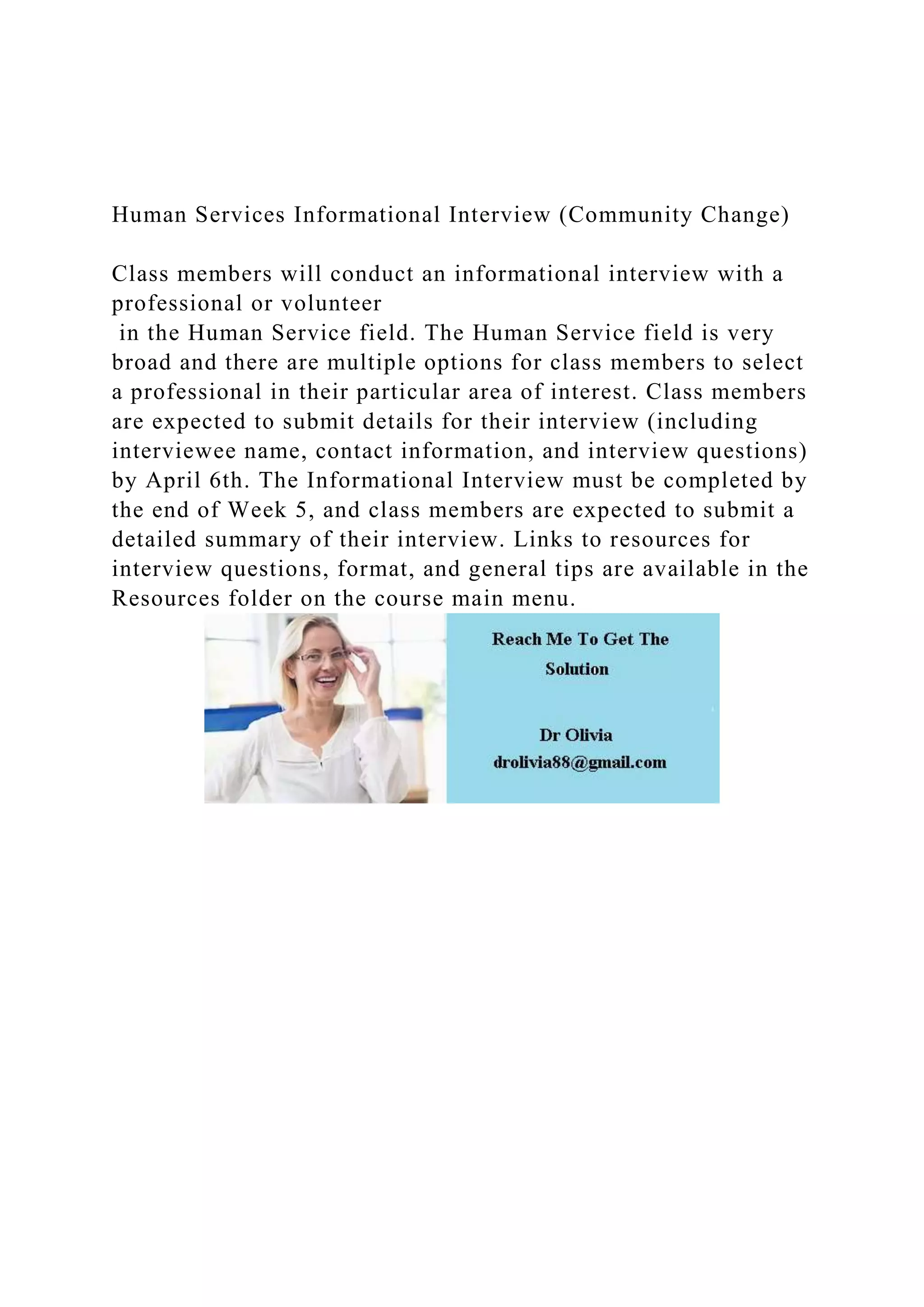 Human Services Informational Interview (Community Change)Cla.docx