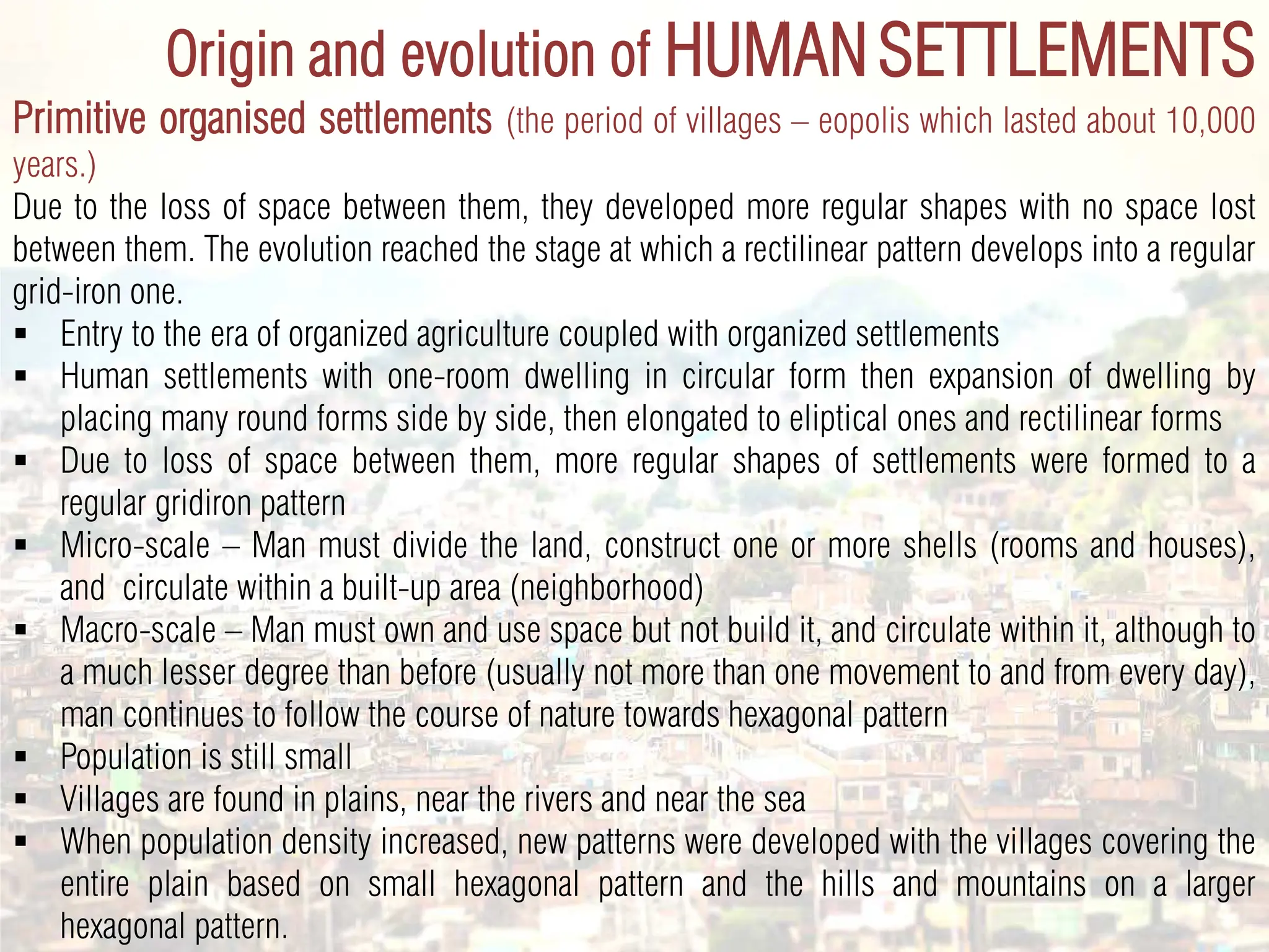 HUMAN SETTLEMENTS PLANNING Compiled By | PDF