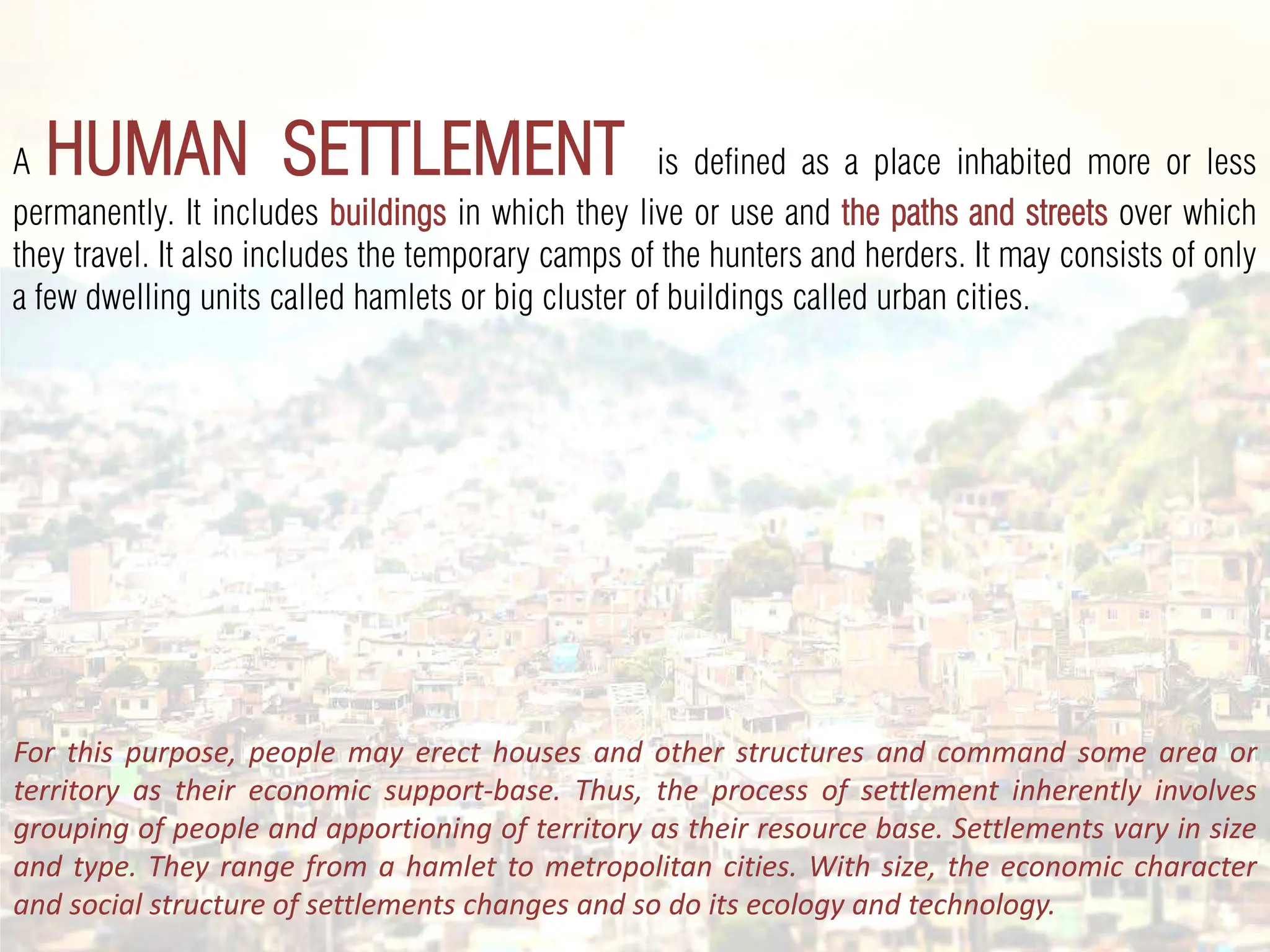 HUMAN SETTLEMENTS PLANNING Compiled By | PDF