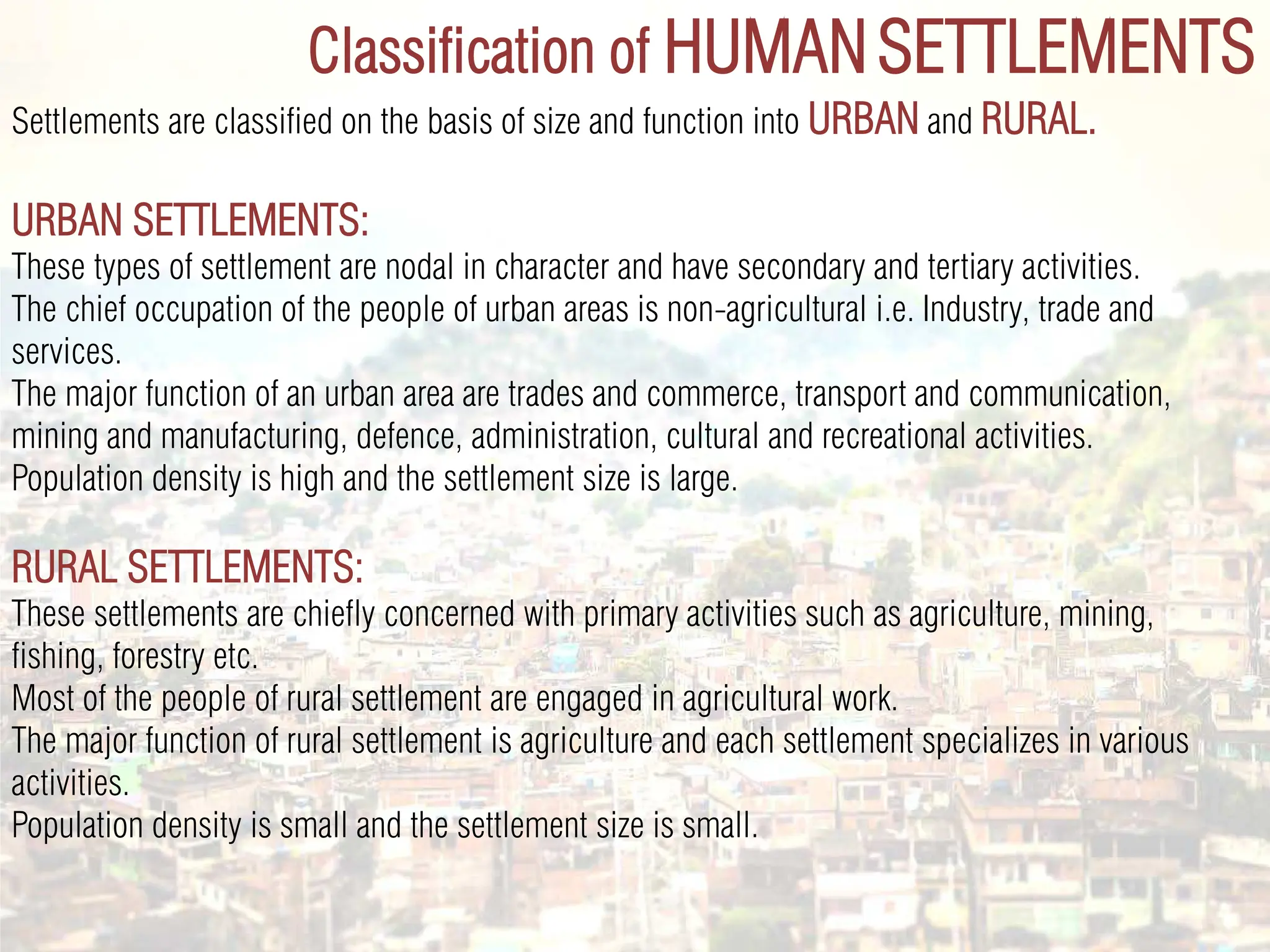 HUMAN SETTLEMENTS PLANNING Compiled By | PDF