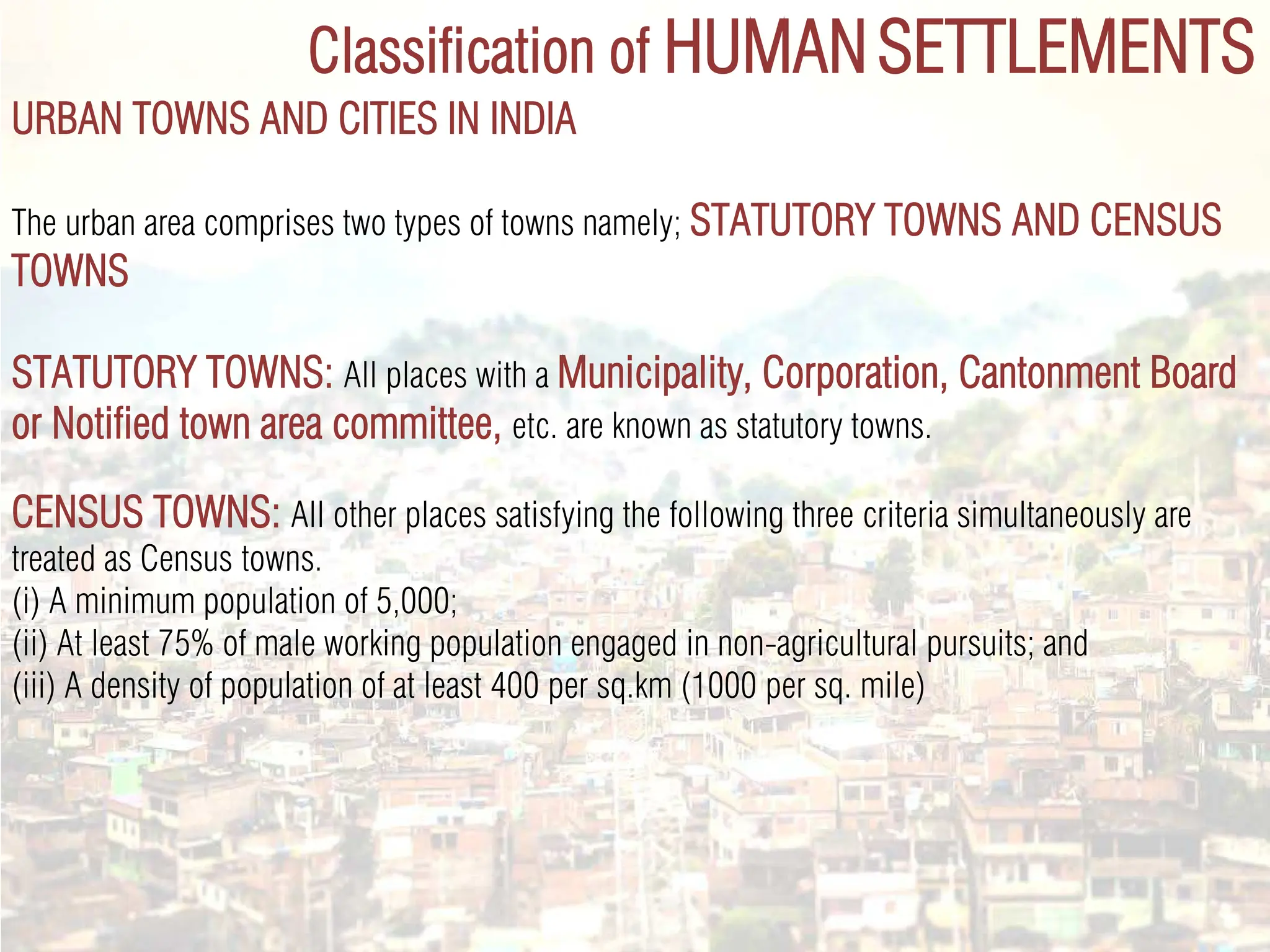 HUMAN SETTLEMENTS PLANNING Compiled By | PDF