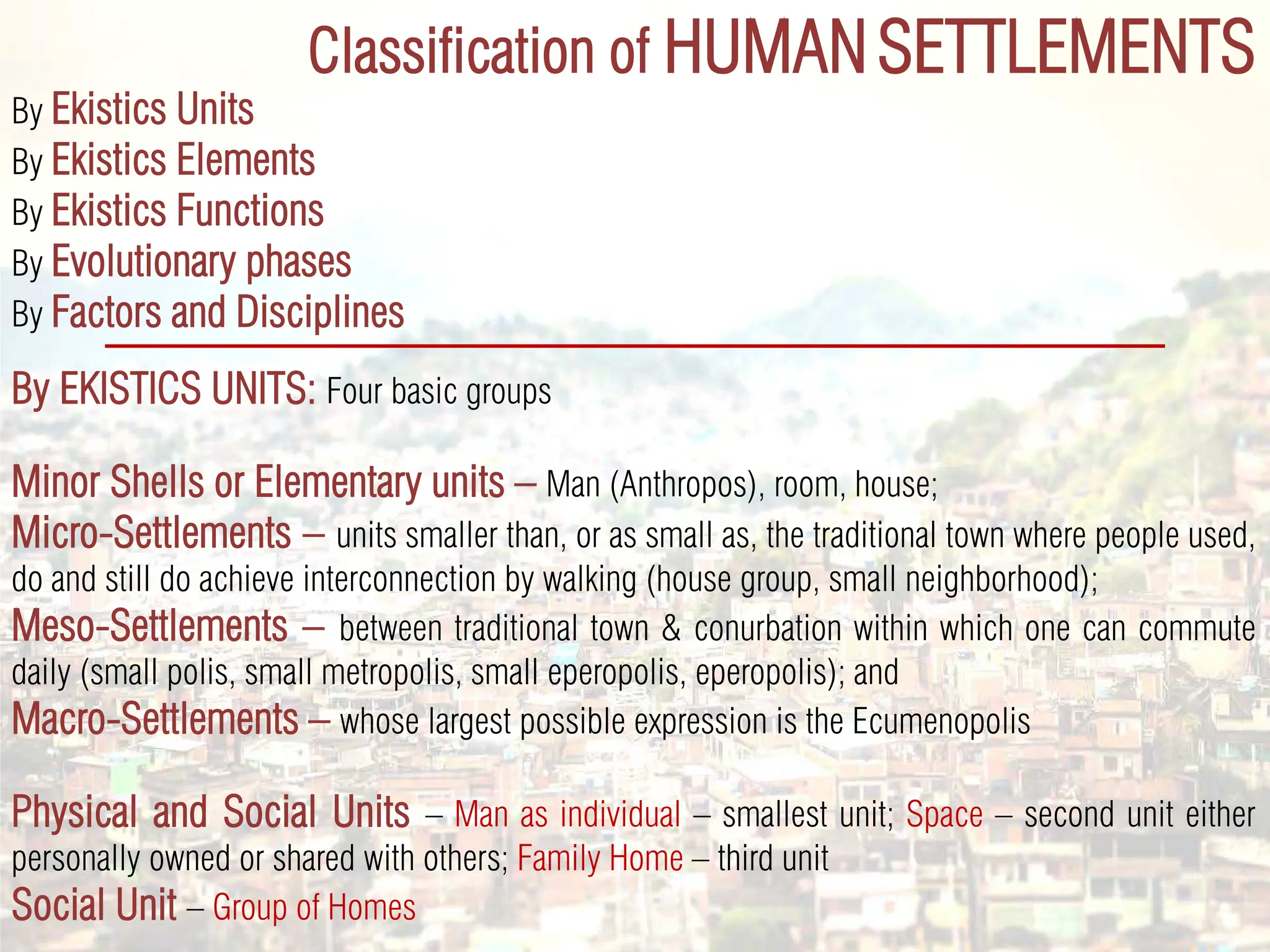 HUMAN SETTLEMENTS PLANNING Compiled By | PDF
