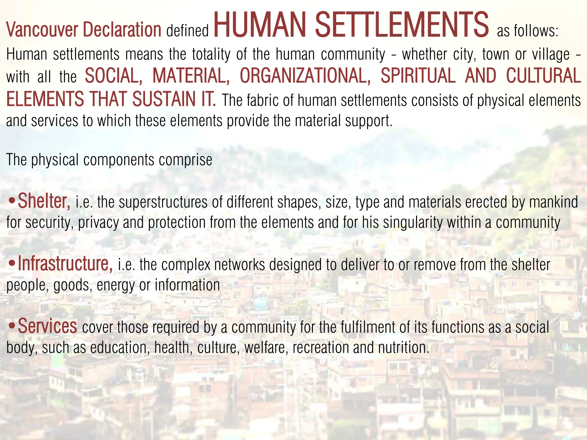 HUMAN SETTLEMENTS PLANNING Compiled By | PDF