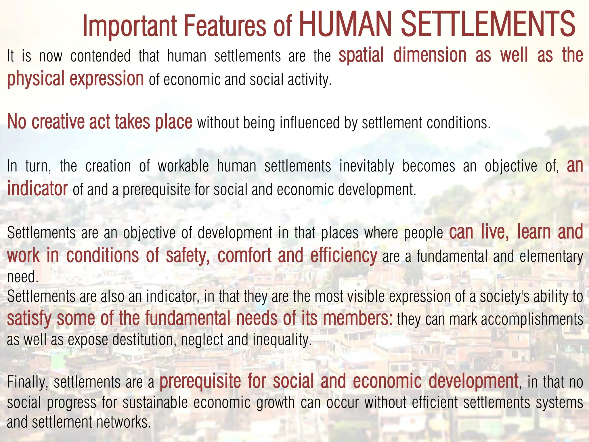 HUMAN SETTLEMENTS PLANNING Compiled By | PDF