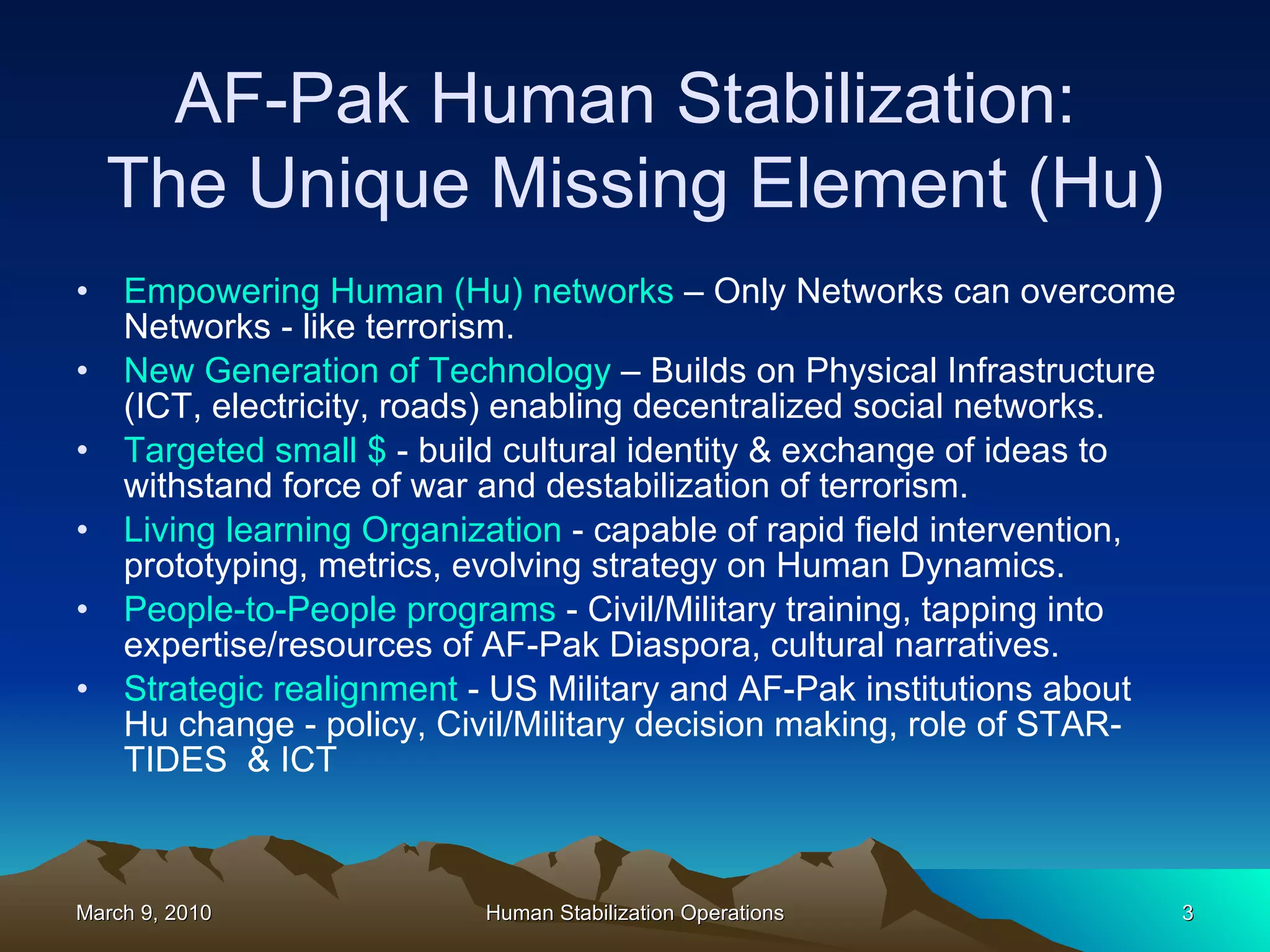 Human Stabilization Operations (Hso)Final27 July2009 | PPT
