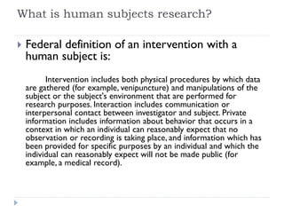Human subject research topic for medical | PDF