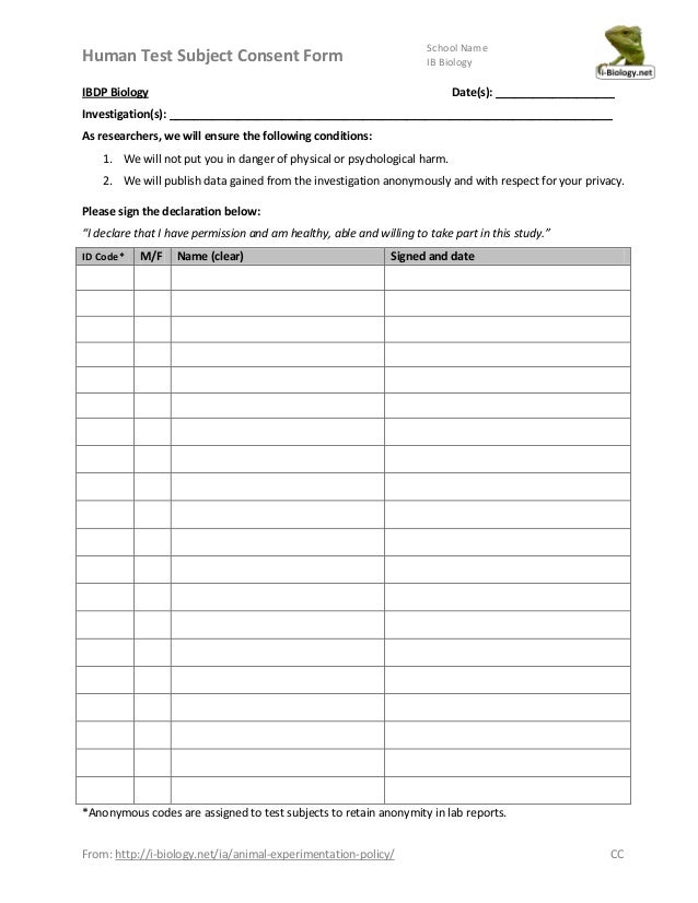 Human Subject Consent Form