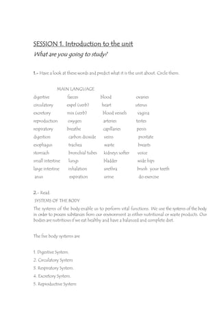 An introduction to the five main body systems | PDF