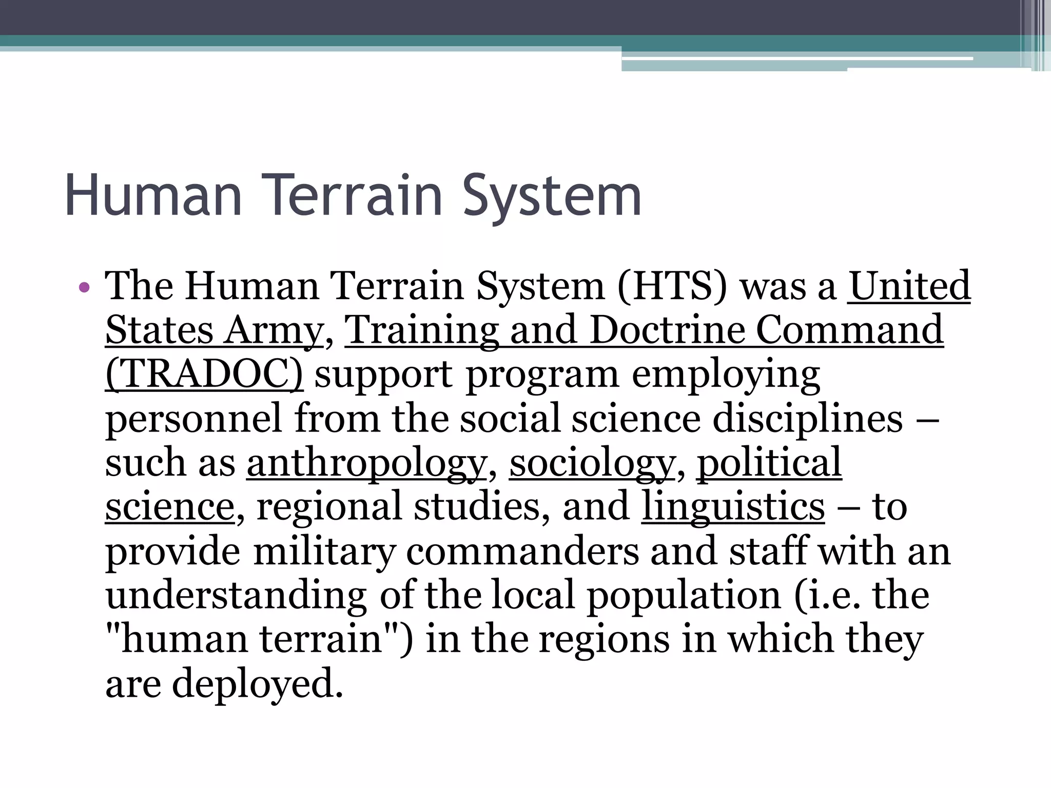 Human Terrain System (1).pdf | Defense Industry | Industries