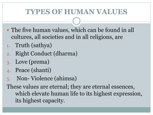 Human values | PPTX | Secondary Education | Education