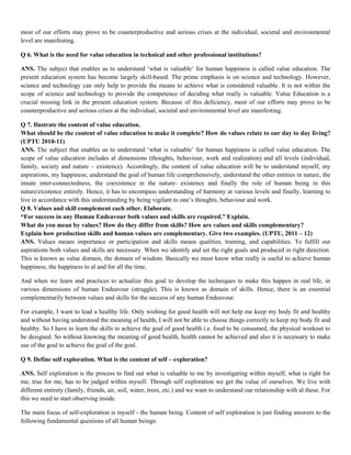 Human Values and Professional Ethics notes unit 1 | DOCX