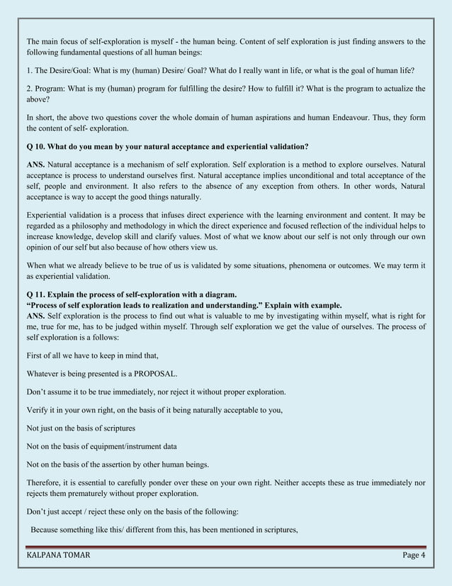 Human values and professional ethics notes unit 1 | PDF