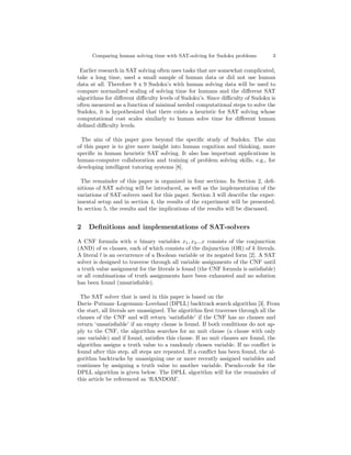 Comparing human solving time with SAT-solving for Sudoku problems | PDF