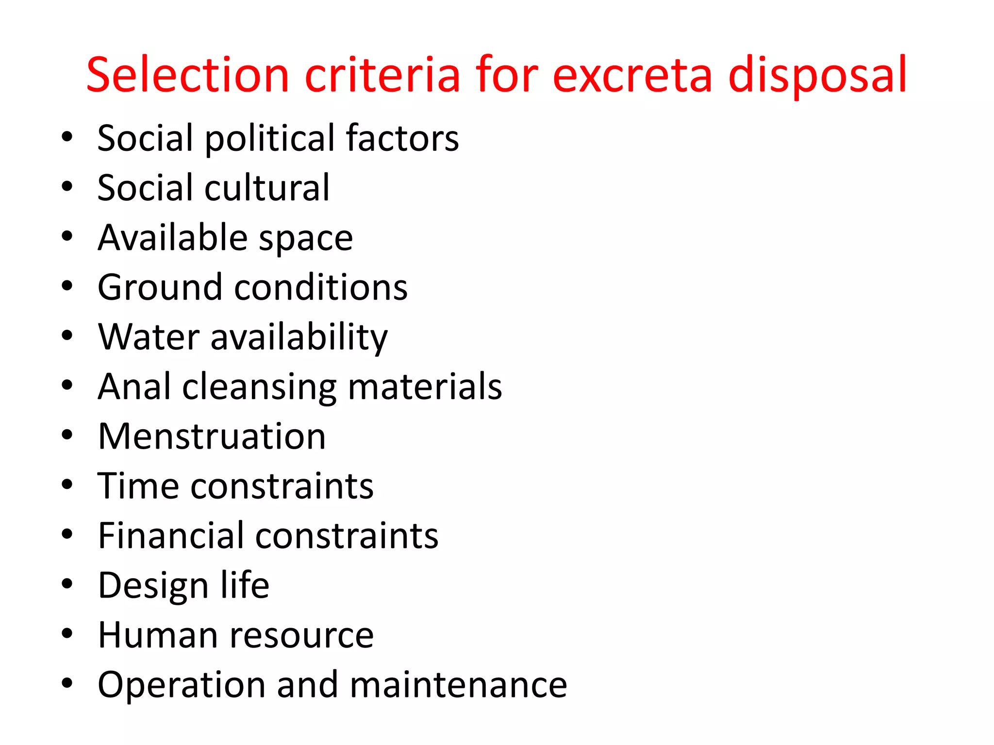 Human waste (excreta disposal) mechanisms | PPTX