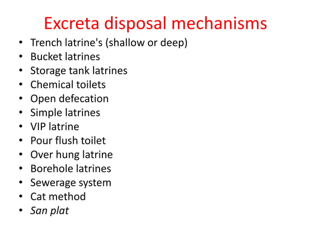 Human waste (excreta disposal) mechanisms | PPTX