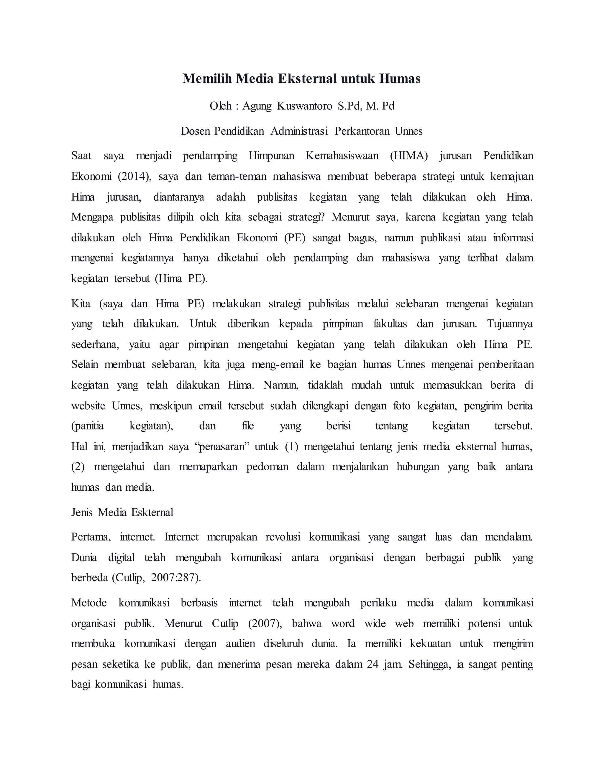 Humas media eksternal | PDF