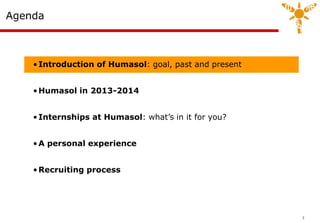 Humasol info presentation 2013 2014 | PPTX