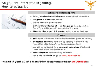 Humasol info presentation 2013 2014 | PPTX