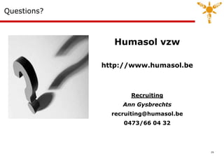 Humasol info presentation 2013 2014 | PPTX