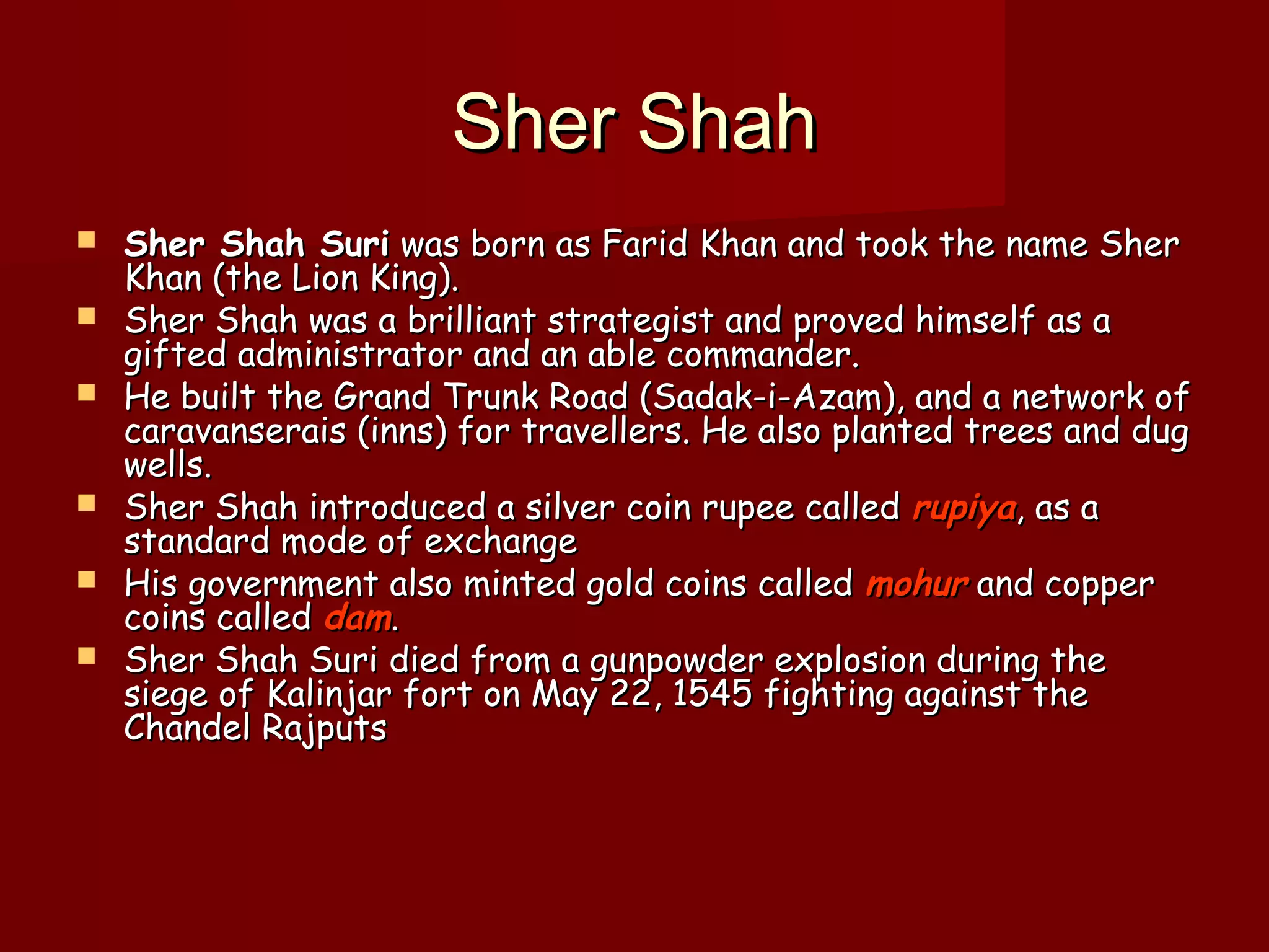 Humayun and Sher Shah Suri | PPT