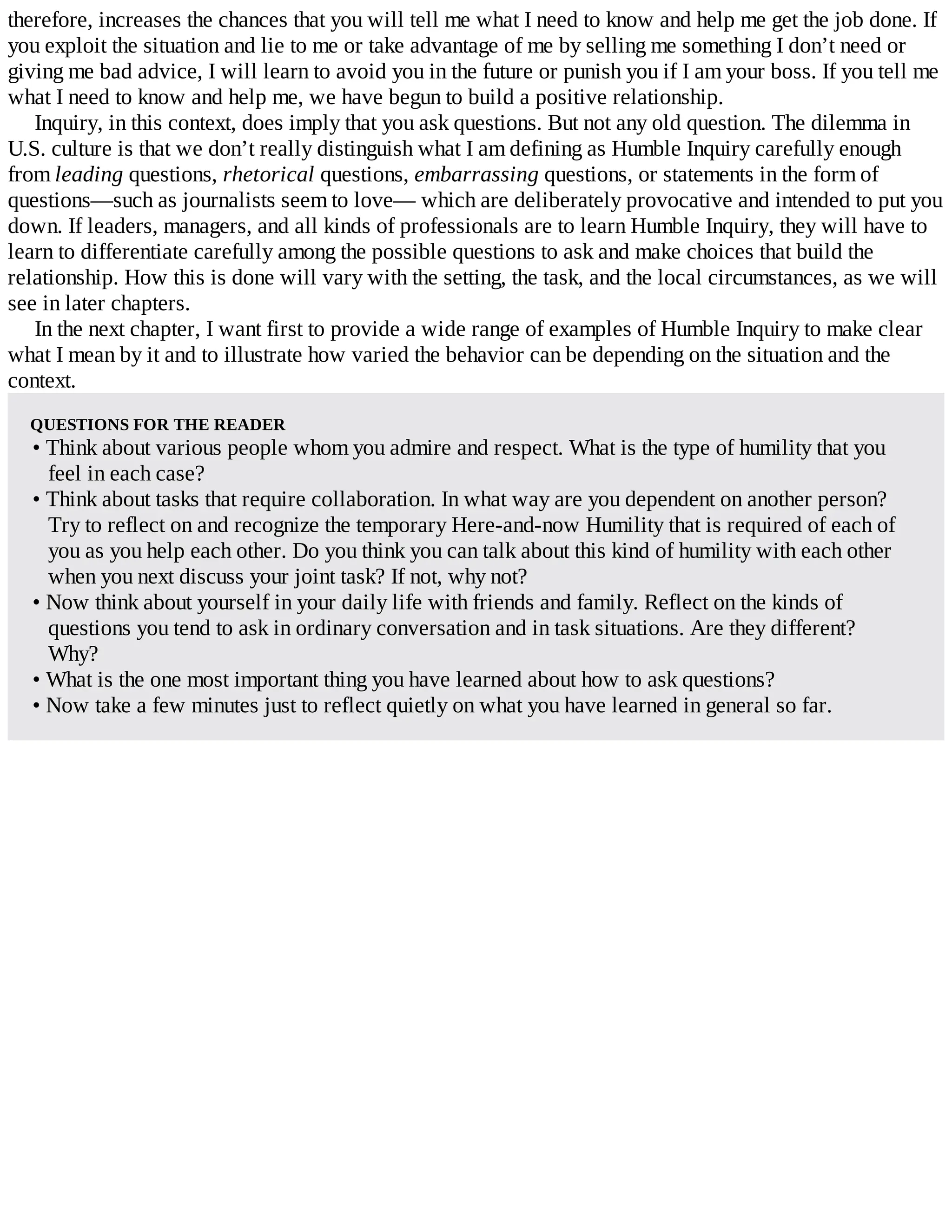 Humble Inquiry (Edgar H. Schein) - The Gentle Art of Asking Instead of ...