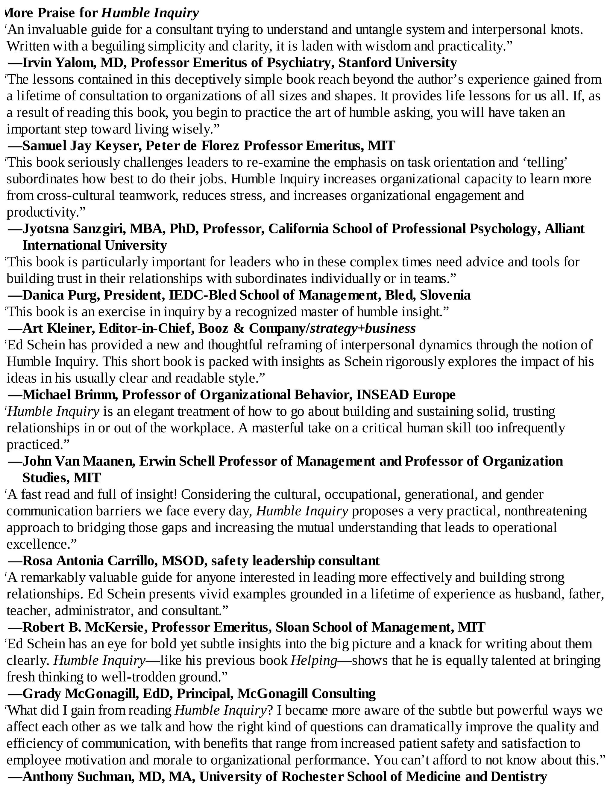 Humble Inquiry (Edgar H. Schein) - The Gentle Art of Asking Instead of ...