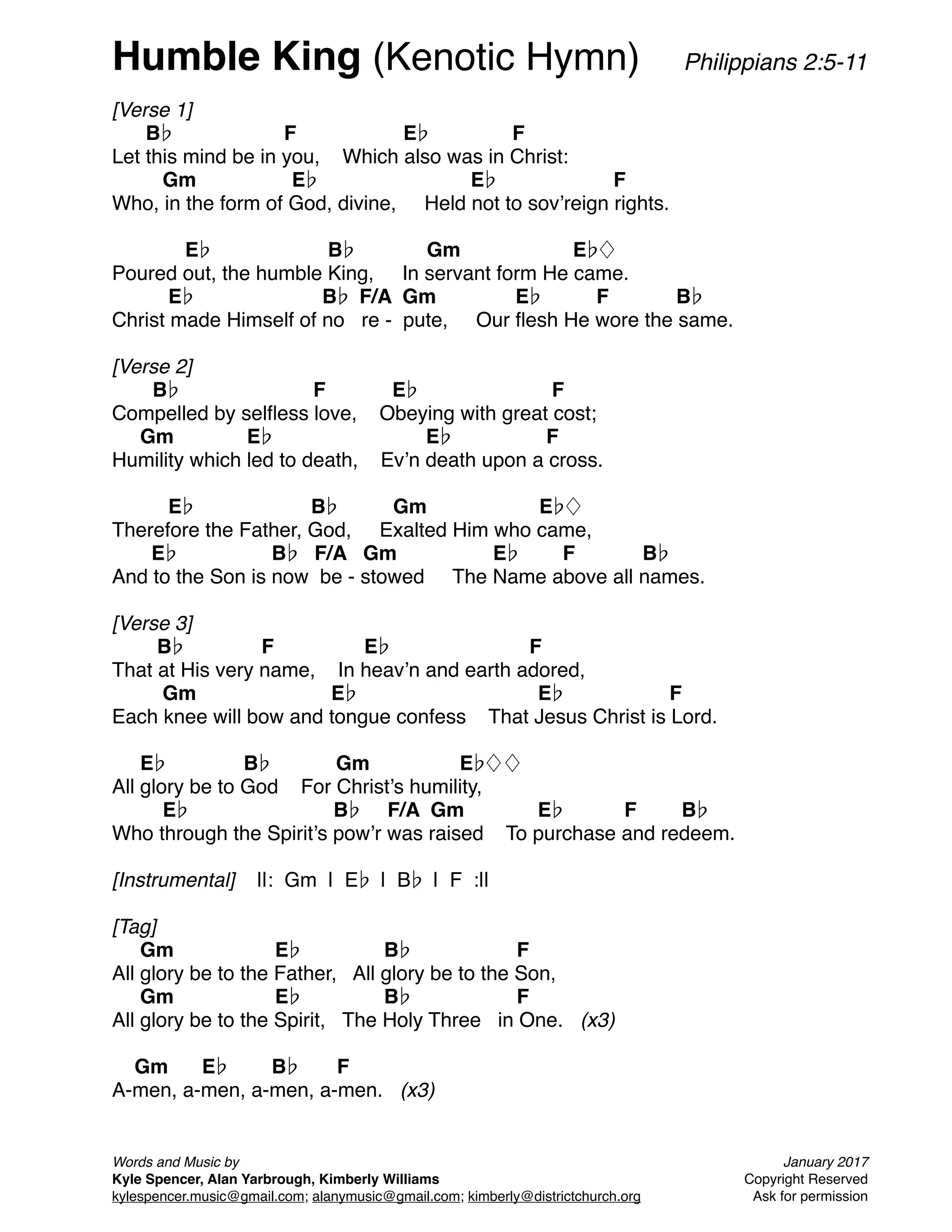Humble King (Kenotic Hymn) Chord Chart | PDF