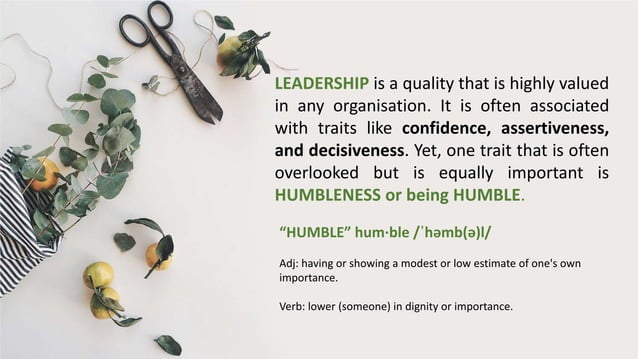 Humble Leadership deals with being humble | PPTX | Executive Leadership ...