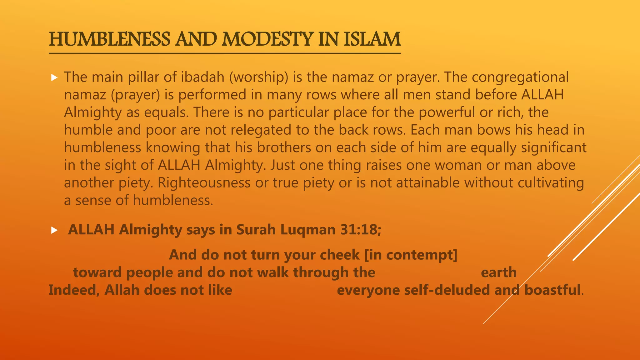 Humbleness and modesty in islam | PPTX