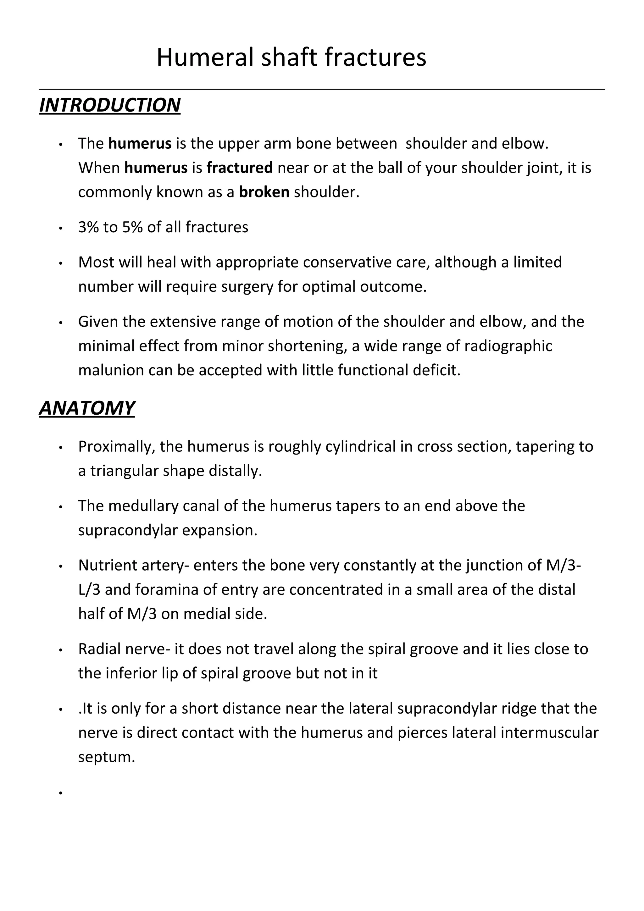 Humeral shaft fractures | ODT