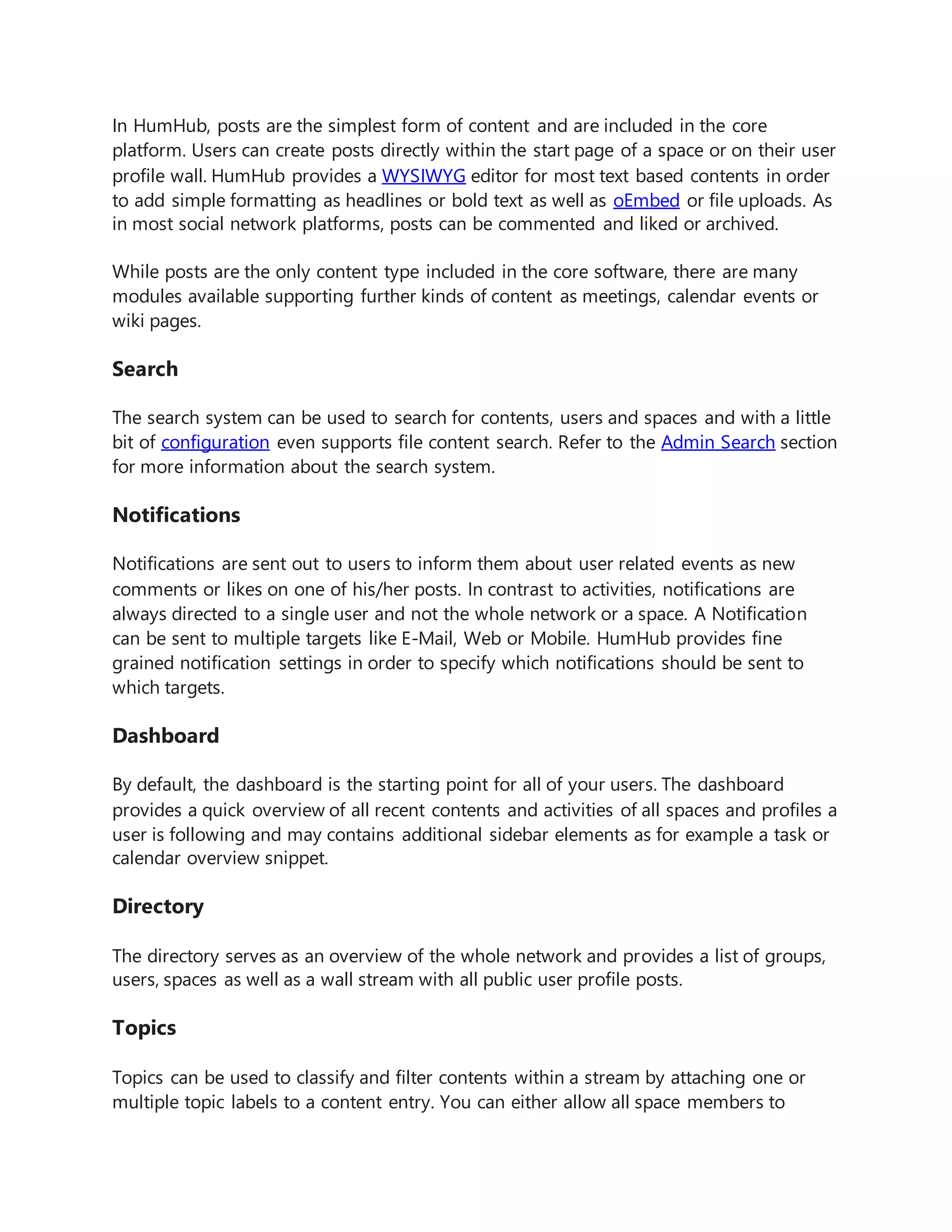 Humhub Social Network Platform Docx Operating Systems Computer Software And Applications