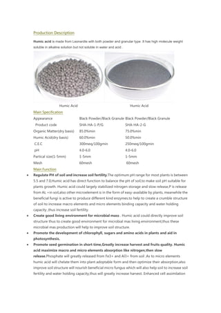 Humic acid tds | PDF | Agriculture | Industries