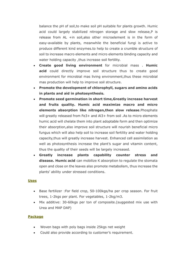 Humic acid technical data sheet | PDF