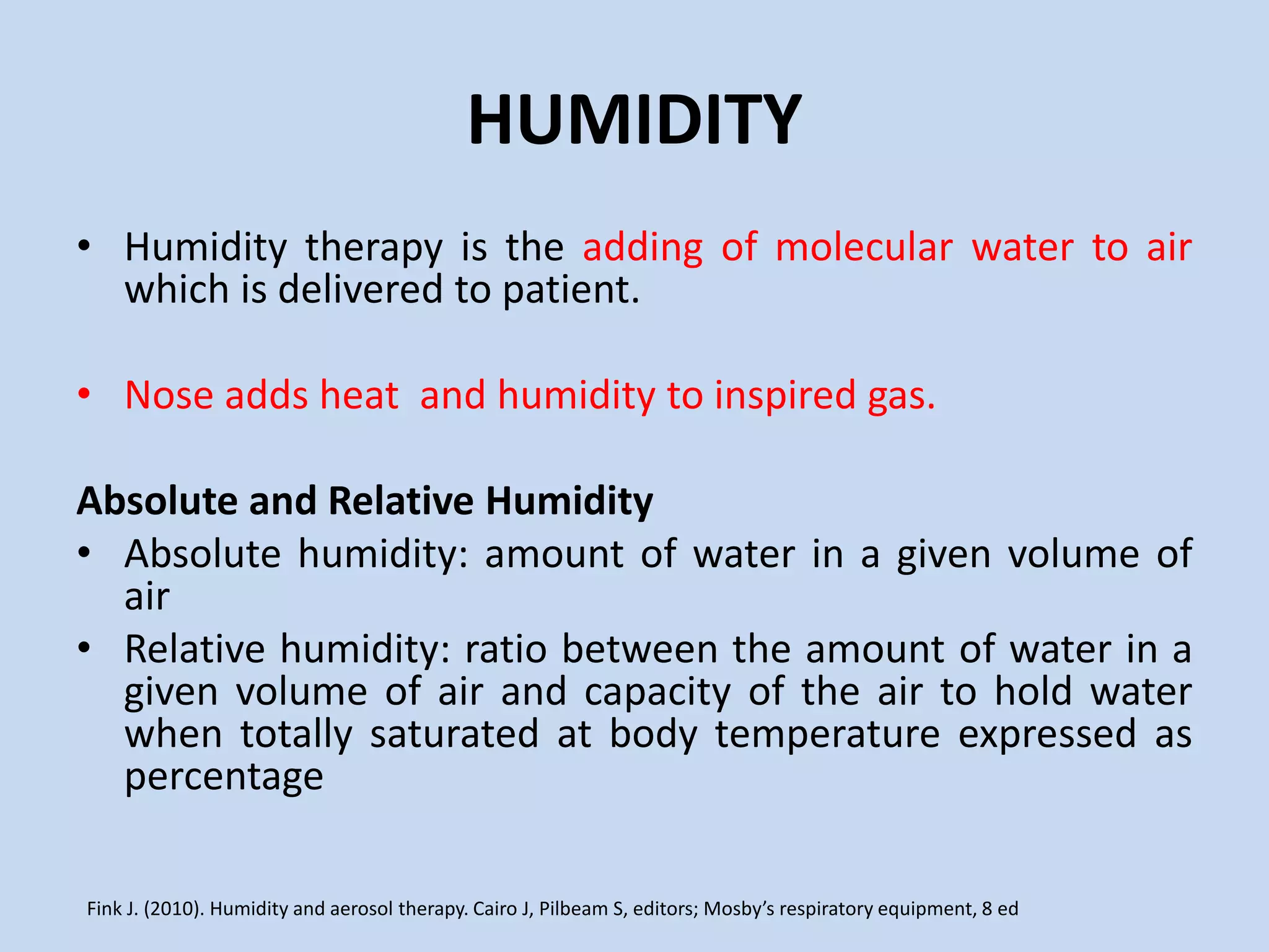 Humidification Therapy | PDF
