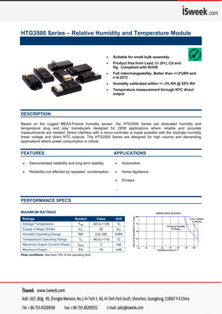 Humidity and temperature sensor module htg3535 ch | PDF