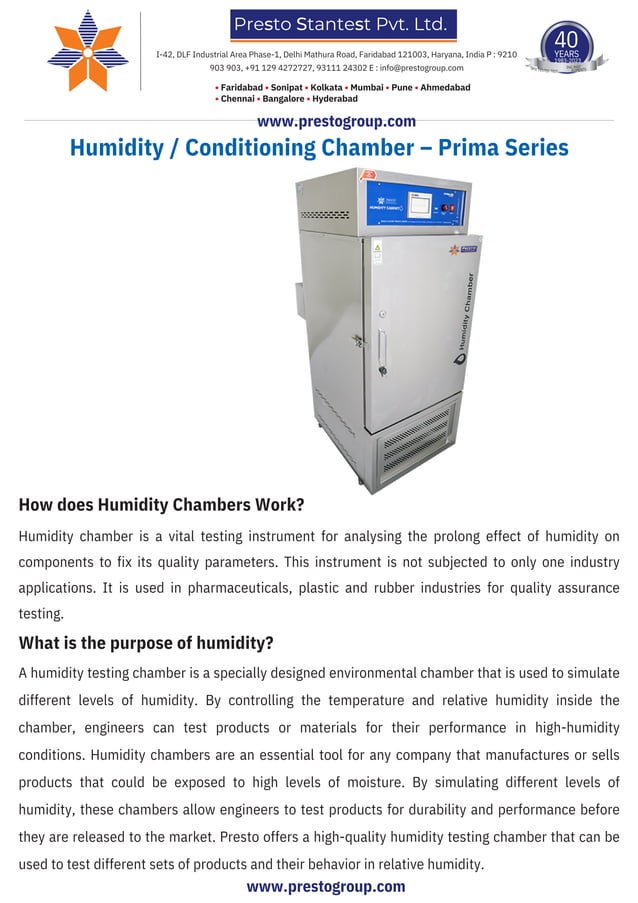 Humidity chamber working principle and Specification | PDF