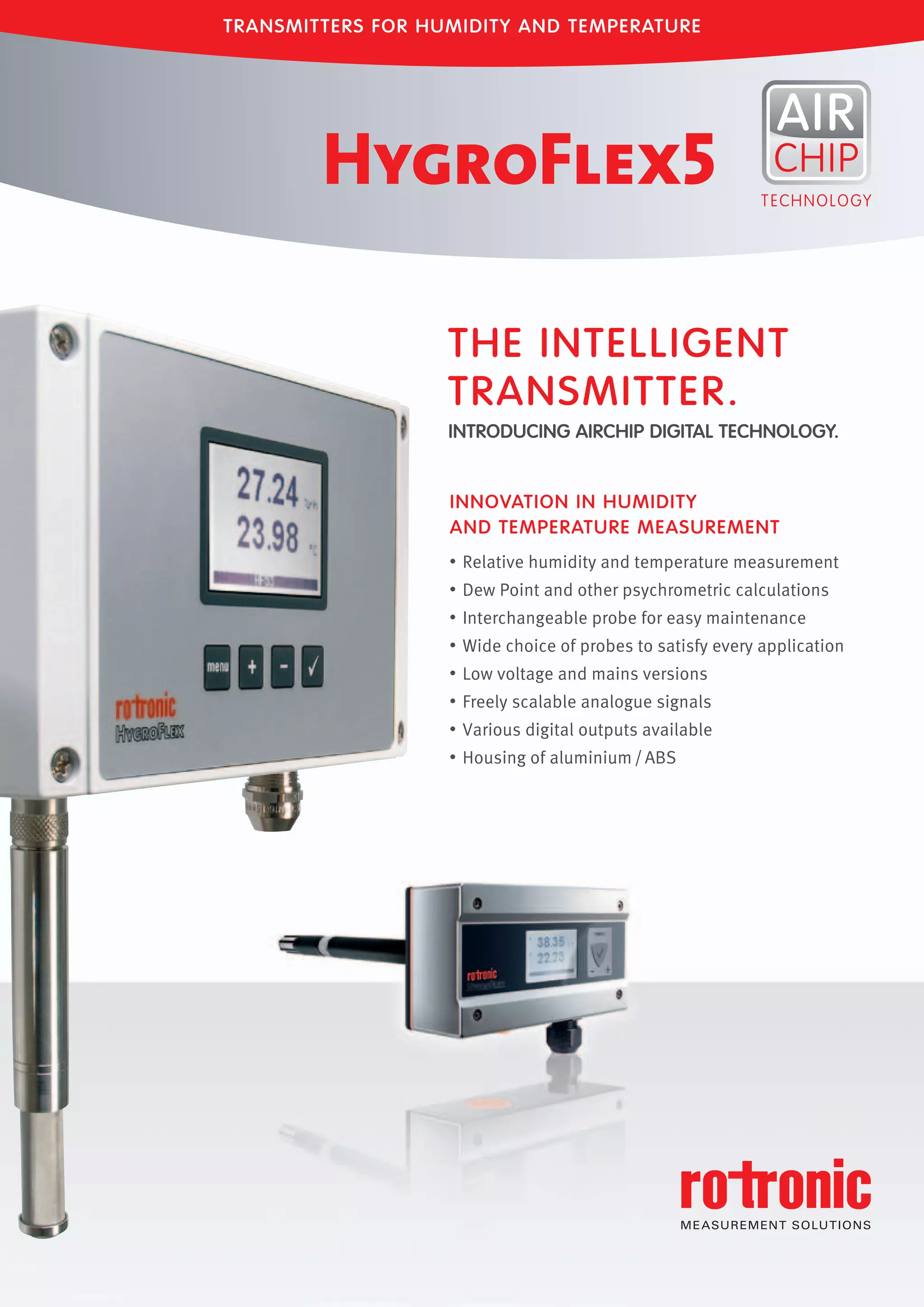 Rotronic HF5 Humidity & Temperature Transmitter - Spec Sheet | PDF | Weather | Science