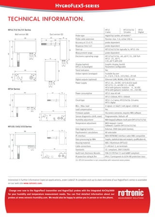 Rotronic HF5 Humidity & Temperature Transmitter - Spec Sheet | PDF | Weather | Science
