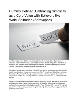 Humility Defined: Embracing Simplicity as a Core Value with Believers ...