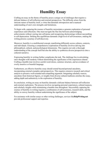 Humility Essay | PDF