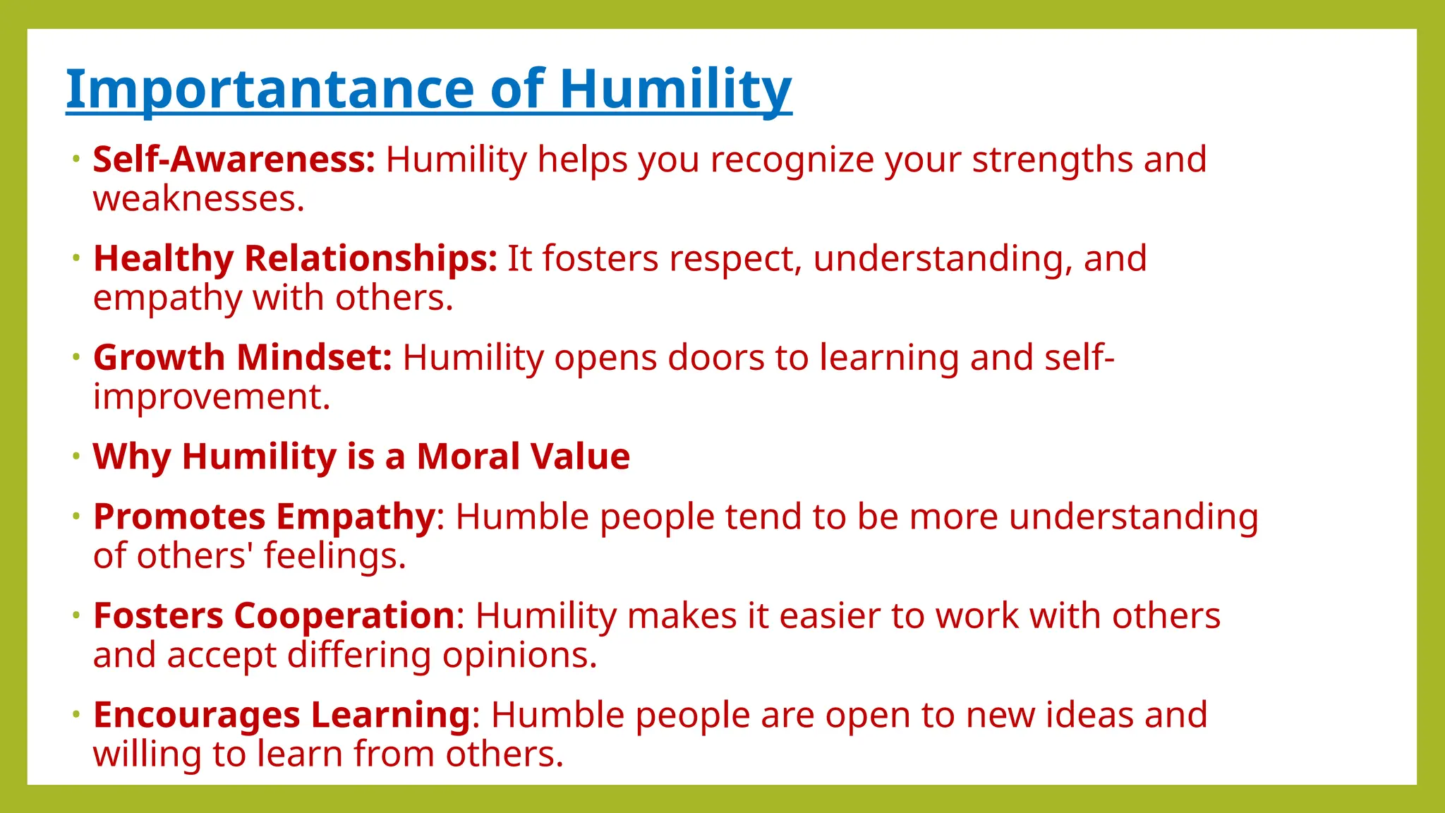 HUMILTY PPT quality to always cherish and keep | PPTX