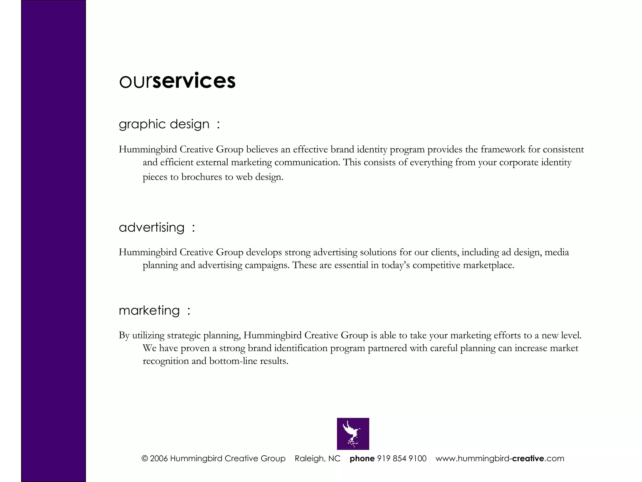 Hummingbird Creative Group Portfolio | PPT