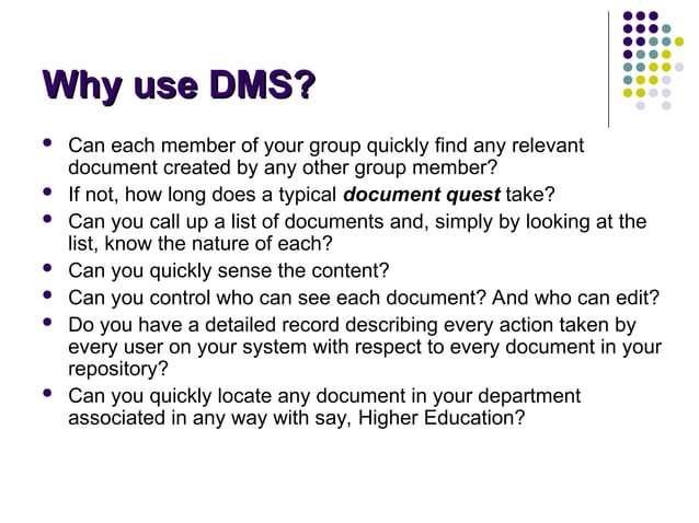 Document Management System (DMS) Features and the usage 1 | PPT
